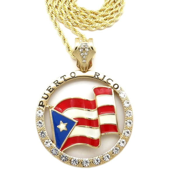Accessories | Puerto Rico Flag Round Pendant With Rope Chain | Poshmark